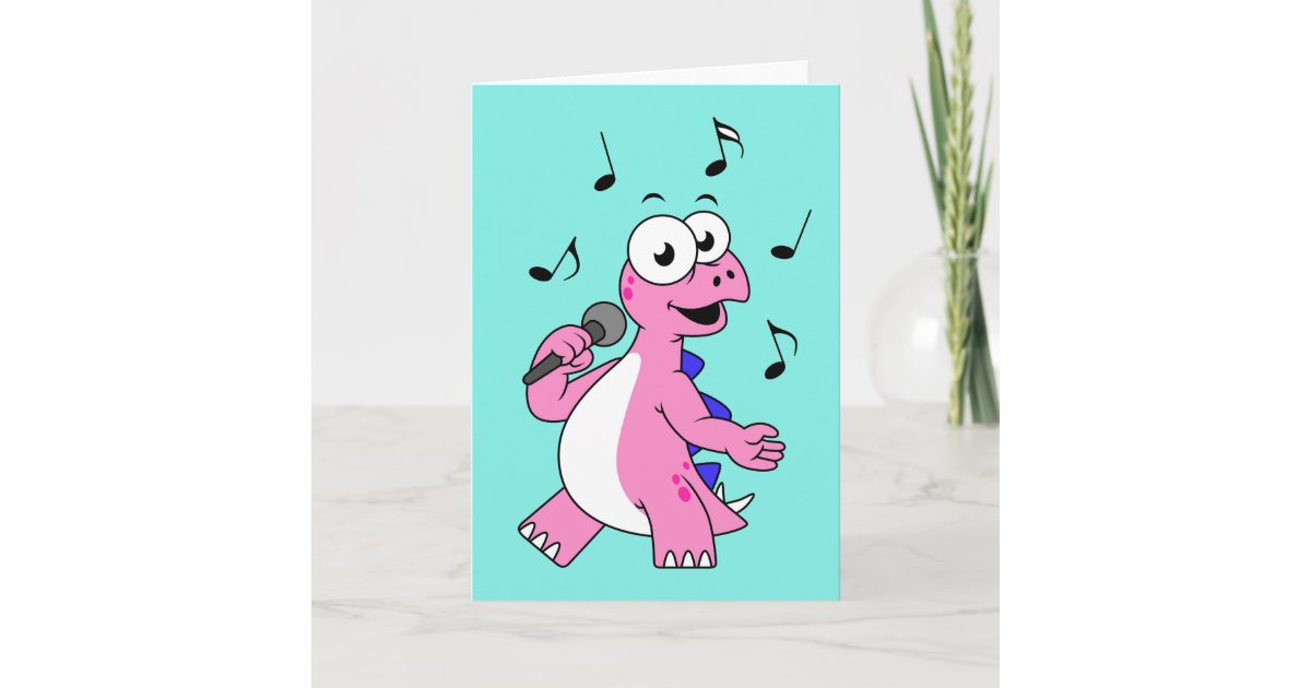 Illustration Of A Singing Stegosaurus. Card | Zazzle
