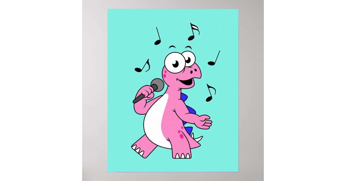 Illustration Of A Singing Stegosaurus. Poster | Zazzle
