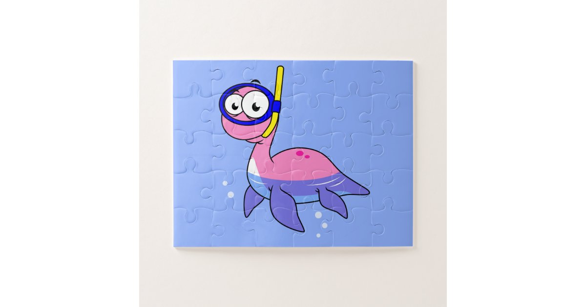 Illustration Of A Snorkeling Loch Ness Monster. Jigsaw Puzzle | Zazzle