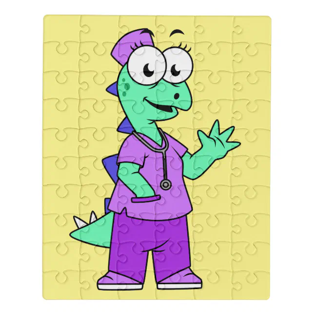 Illustration Of A Stegosaurus Nurse. Jigsaw Puzzle | Zazzle
