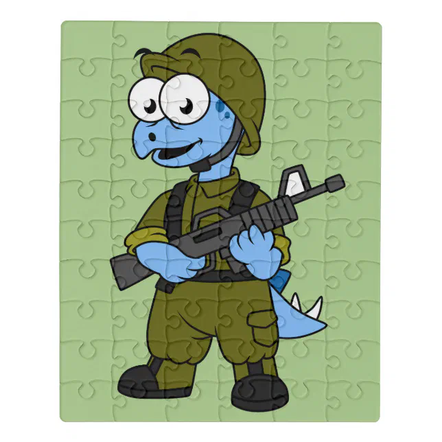 Illustration Of A Stegosaurus Soldier. Jigsaw Puzzle | Zazzle