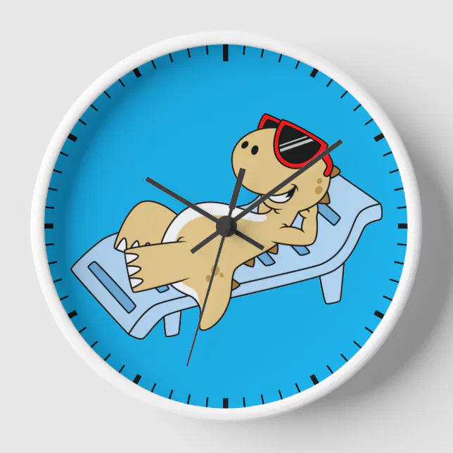 Illustration Of A Sunbathing Tyrannosaurus Rex. Clock | Zazzle