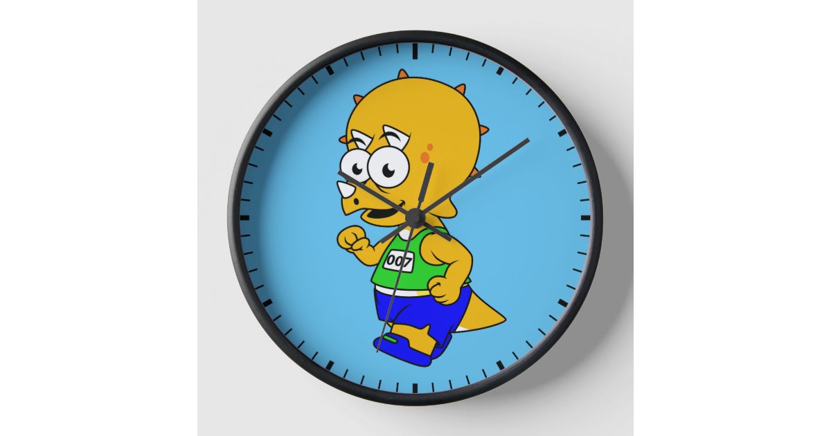 Illustration Of A Triceratops Runner. Clock | Zazzle