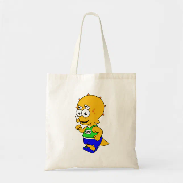 Illustration Of A Triceratops Runner. Tote Bag | Zazzle