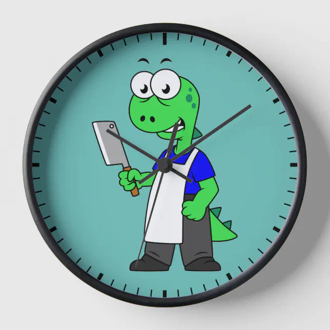 Illustration Of A Tyrannosaurus Rex Butcher. Clock | Zazzle