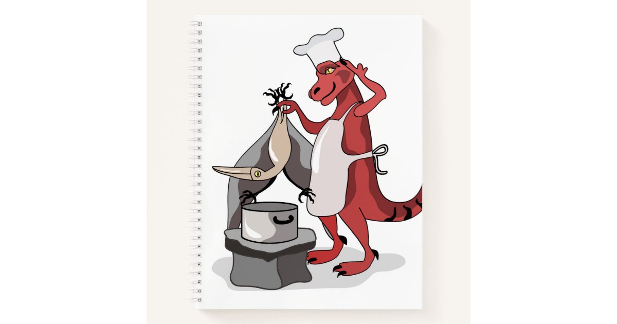 Illustration Of A Tyrannosaurus Rex Chef Cooking. Notebook | Zazzle