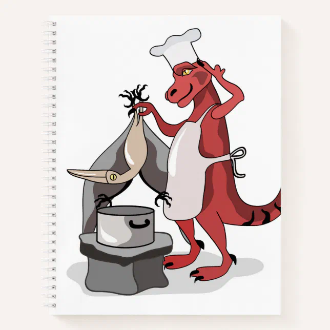 Illustration Of A Tyrannosaurus Rex Chef Cooking. Notebook | Zazzle