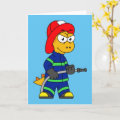 Illustration Of A Tyrannosaurus Rex Firefighter. Card | Zazzle