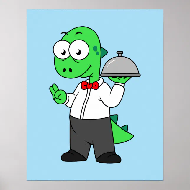 Illustration Of A Tyrannosaurus Rex Food Waiter. Poster | Zazzle