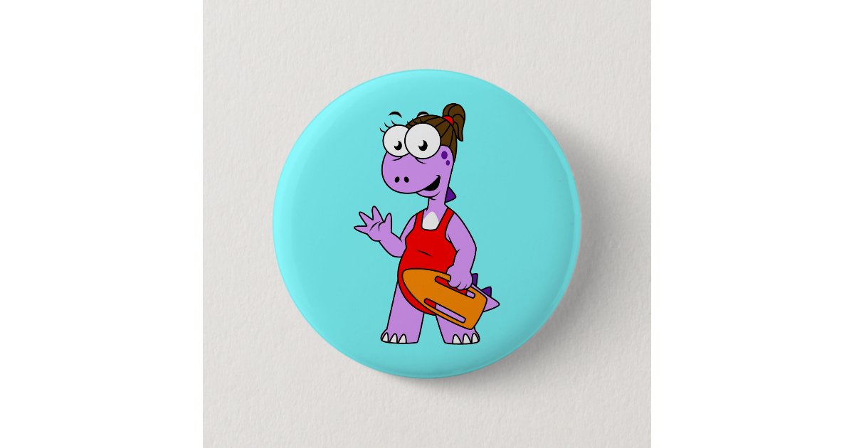 Illustration Of A Tyrannosaurus Rex Lifeguard. Button | Zazzle