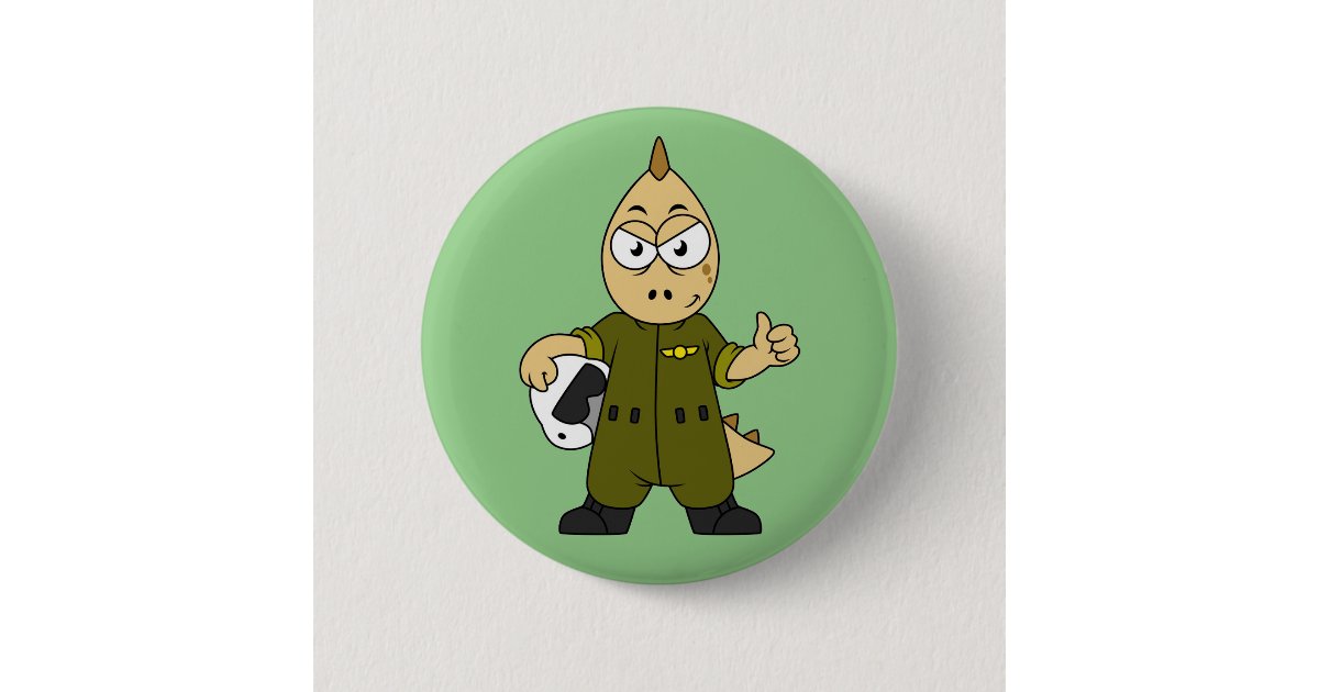 Illustration Of An Allosaurus Jet Pilot. Button | Zazzle