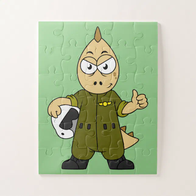 Illustration Of An Allosaurus Jet Pilot. Jigsaw Puzzle | Zazzle