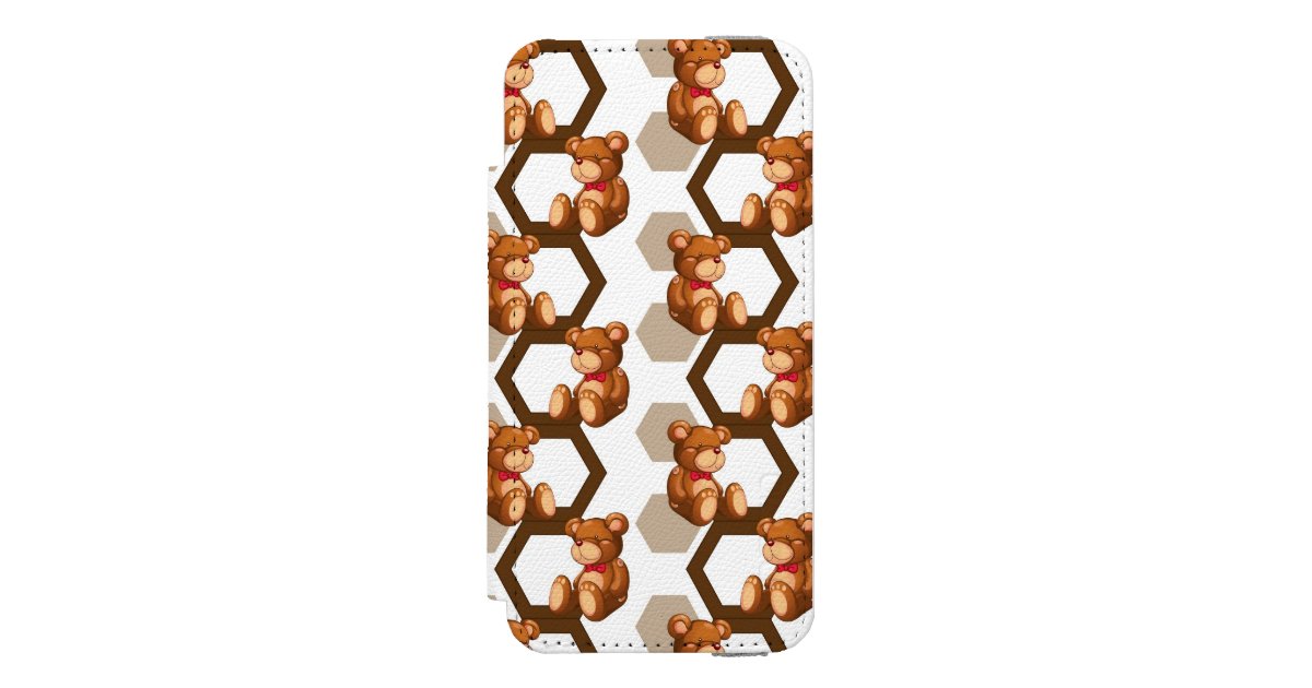 illustration of an array of teddy bear on white incipio iPhone wallet ...