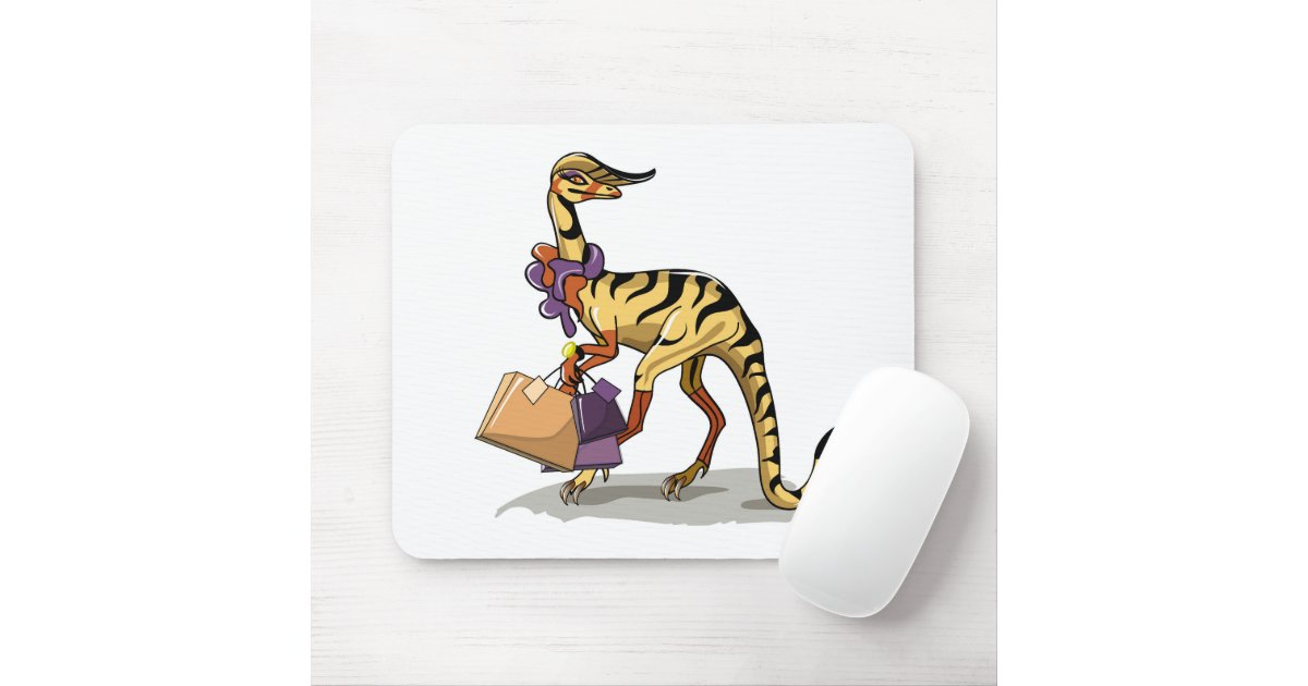 Illustration Of An Iguanodon With Shopping Bags. Mouse Pad | Zazzle