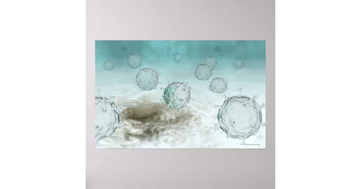 Illustration of avian flu cells poster | Zazzle