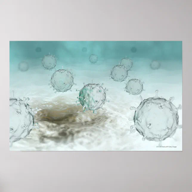 Illustration of avian flu cells poster | Zazzle