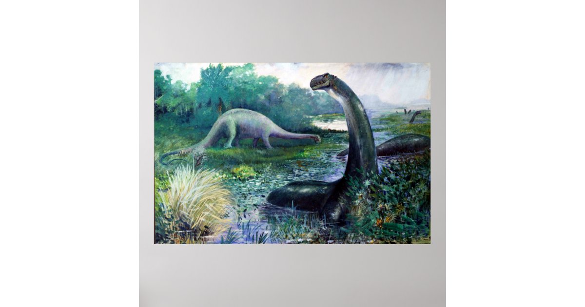 Illustration of Brontosaurus Poster | Zazzle