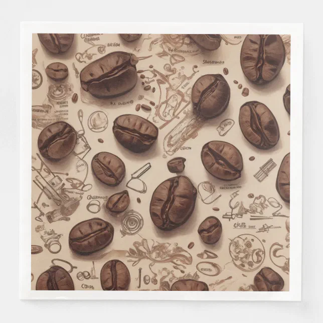 Illustration of Coffee Bean Pattern Paper Dinner Napkins | Zazzle