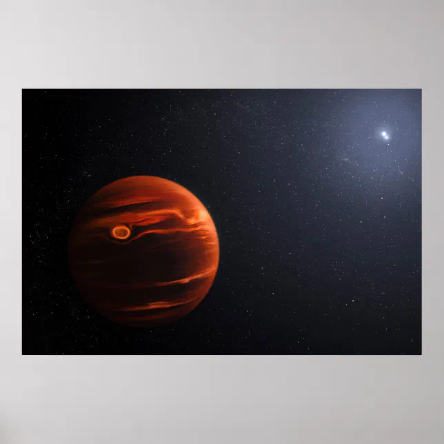 Illustration Of Exoplanet Vhs 1256 B And Its Stars Poster | Zazzle