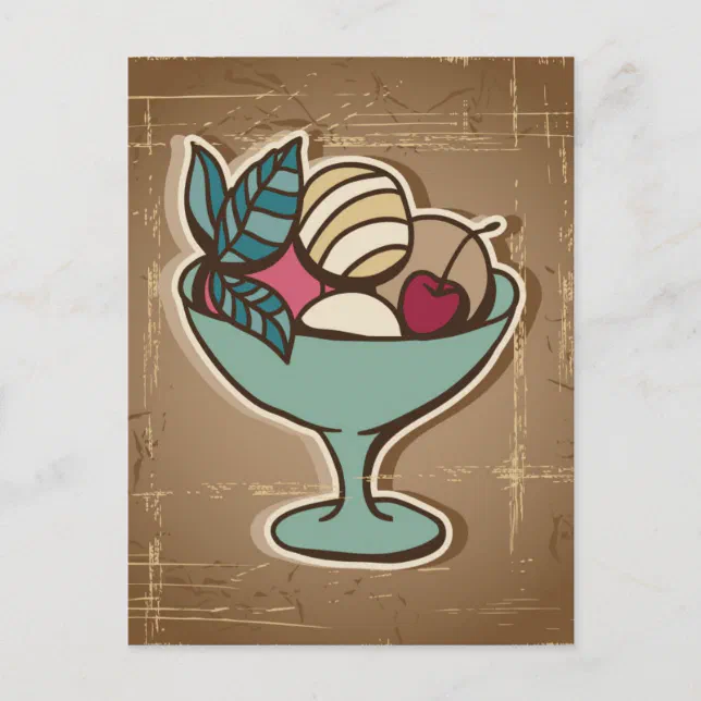 Illustration of Ice Cream in retro style Postcard | Zazzle