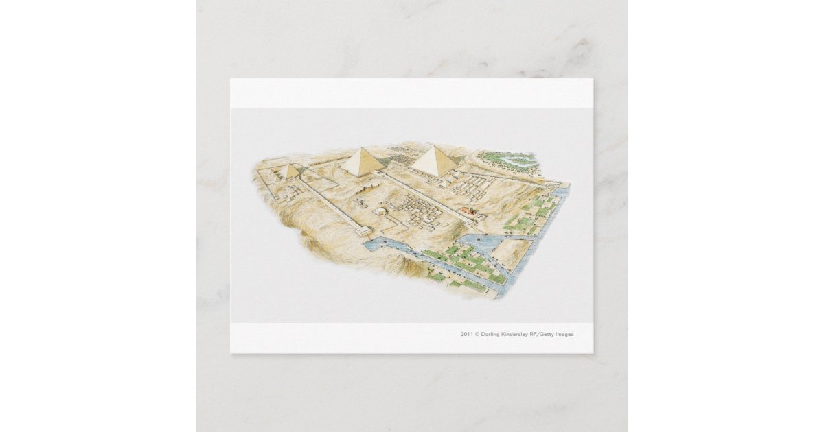 Illustration of Pyramids of Giza Postcard | Zazzle