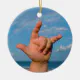 ILY hand under a rainbow Sign Language Ceramic Ornament | Zazzle