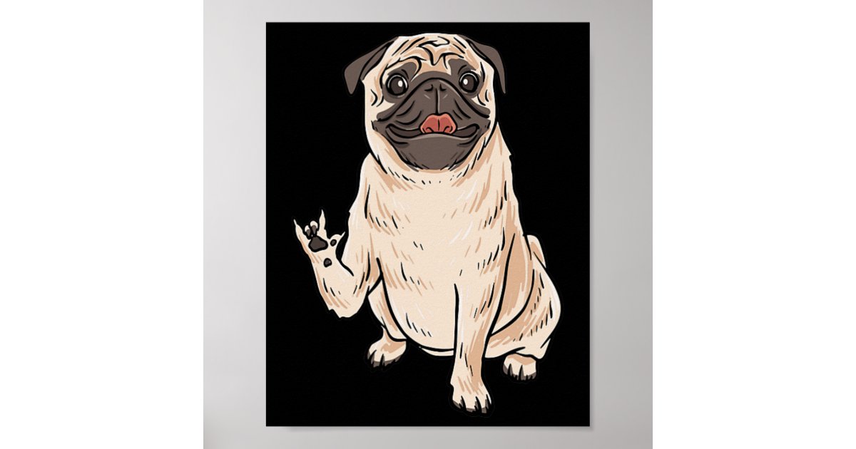 ILY PUG DOG ASL Hand Gesture Deaf Hearing Loss Awa Poster | Zazzle