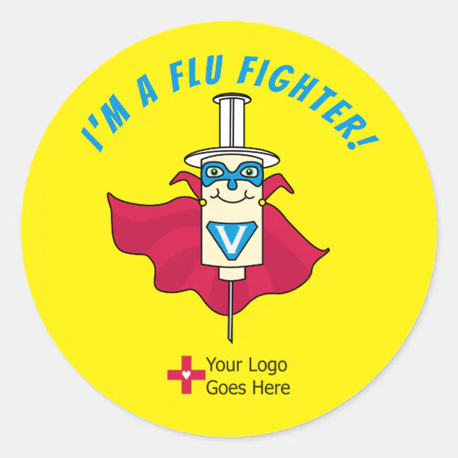 I'm a Flu Fighter Flu Shot Reward Classic Round Sticker | Zazzle