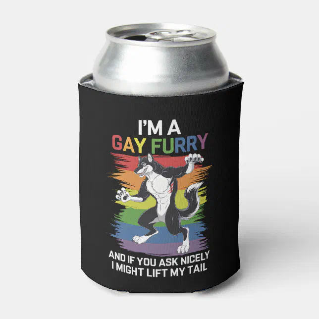 I'm A Gay Furry Fox Rainbow LGBTQ Pride Can Cooler | Zazzle