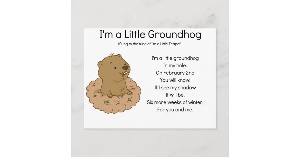 I'm a Little Groundhog Postcard | Zazzle