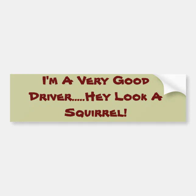 I'm A Very Good Driver.....Hey Look A Squirrel! Bumper Sticker | Zazzle