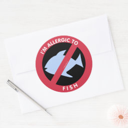 I'm Allergic To Fish Food Allergy Symbol Kids Classic Round Sticker ...