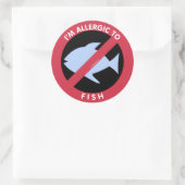 I'm Allergic To Fish Food Allergy Symbol Kids Classic Round Sticker ...
