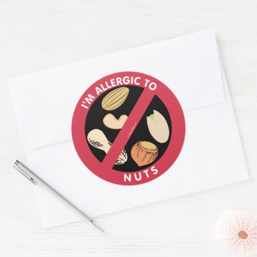 I'm Allergic To Nuts Food Allergy Symbol Kids Classic Round Sticker ...