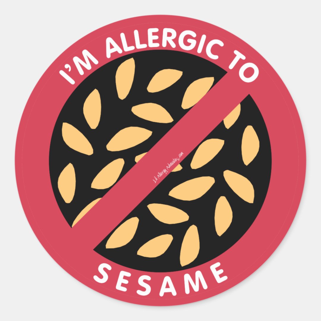 I'm Allergic To Sesame Seeds Allergy Symbol Kids Classic Round Sticker ...