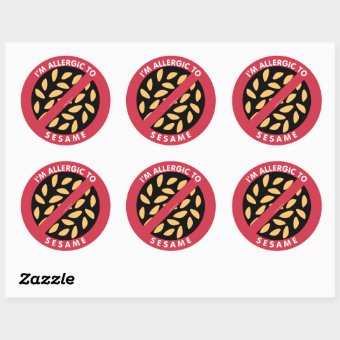 I'm Allergic To Sesame Seeds Allergy Symbol Kids Classic Round Sticker ...