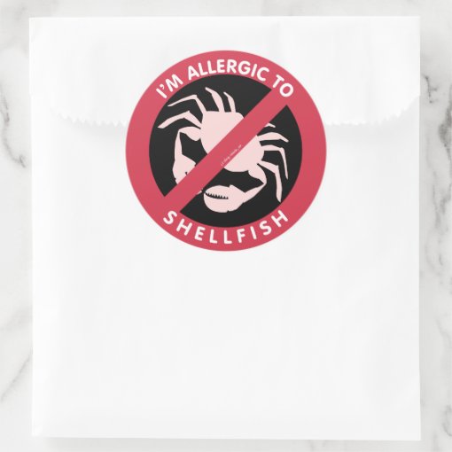 I'm Allergic To Shellfish Allergy Symbol Kids Classic Round Sticker ...
