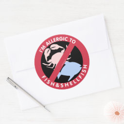 I'm Allergic To Shellfish Fish Allergy Symbol Kids Classic Round ...