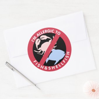 I'm Allergic To Shellfish Fish Allergy Symbol Kids Classic Round ...