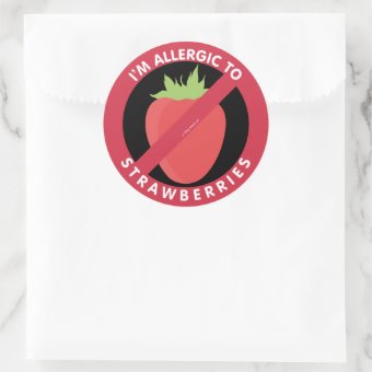 I'm Allergic To Strawberries Allergy Symbol Kids Classic Round Sticker ...