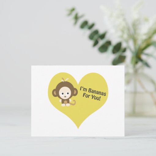 Im Bananas for You Monkey Postcard | Zazzle