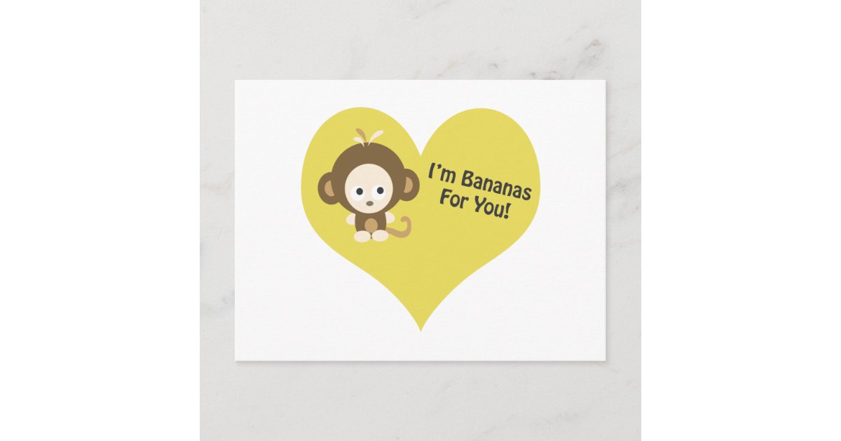 Im Bananas for You Monkey Postcard | Zazzle