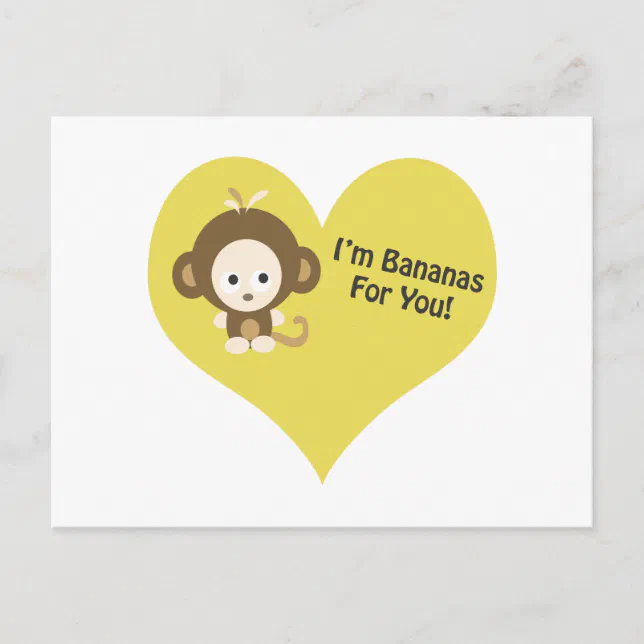 Im Bananas for You Monkey Postcard | Zazzle