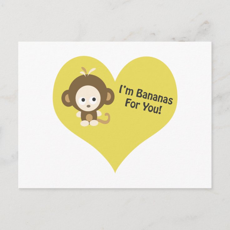 Im Bananas for You Monkey Postcard | Zazzle