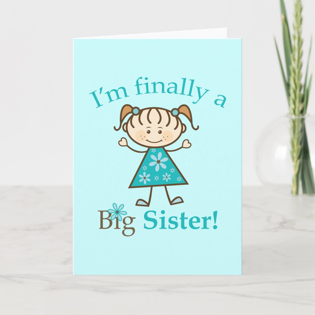I'm Finally a Big Sister Stick Figure Girl Announcement | Zazzle