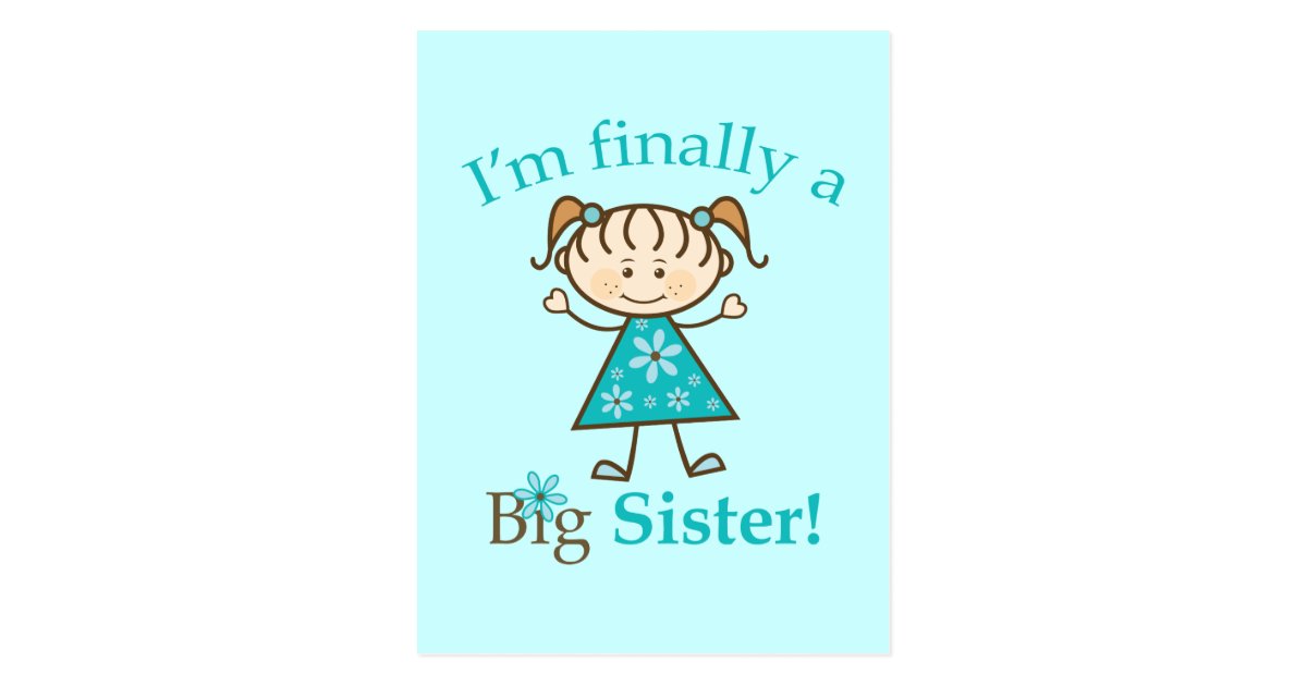 I'm Finally a Big Sister Stick Figure Girl Postcard | Zazzle.com