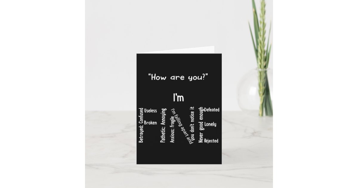 I'm Fine Depression Mental Health Awareness Card | Zazzle