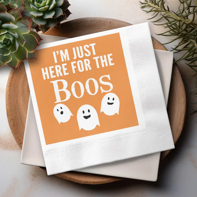 I'm Just Here for the Boos - Funny Halloween Party Napkins | Zazzle