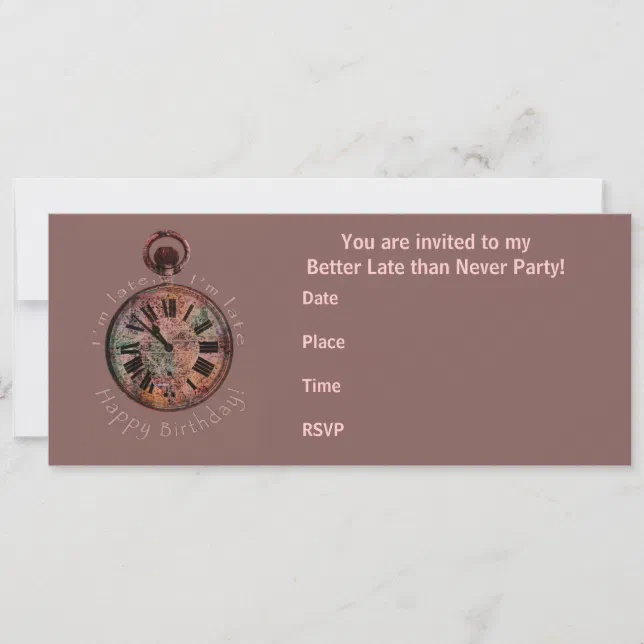 I'm Late, I'm Late Belated Birthday Invitation | Zazzle