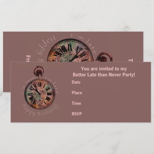 I'm Late, I'm Late Belated Birthday Invitation | Zazzle